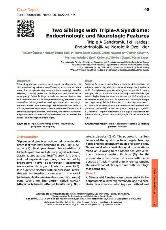 (PDF) Two Siblings with Triple-A Syndrome: Endocrinologic and ...