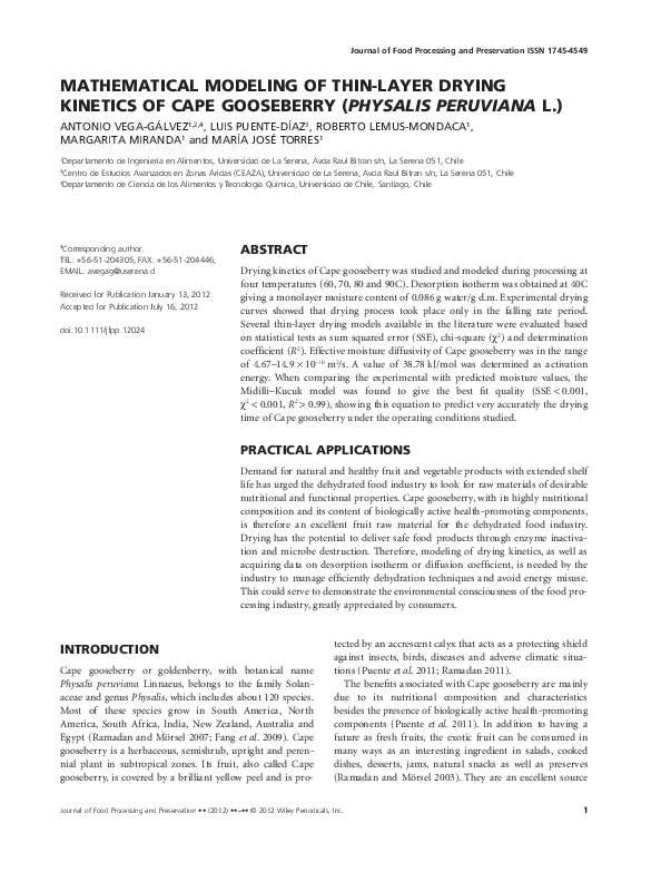 Pdf Mathematical Modeling Of Thin Layer Drying Kinetics Of Apple In Tunnel Dryer