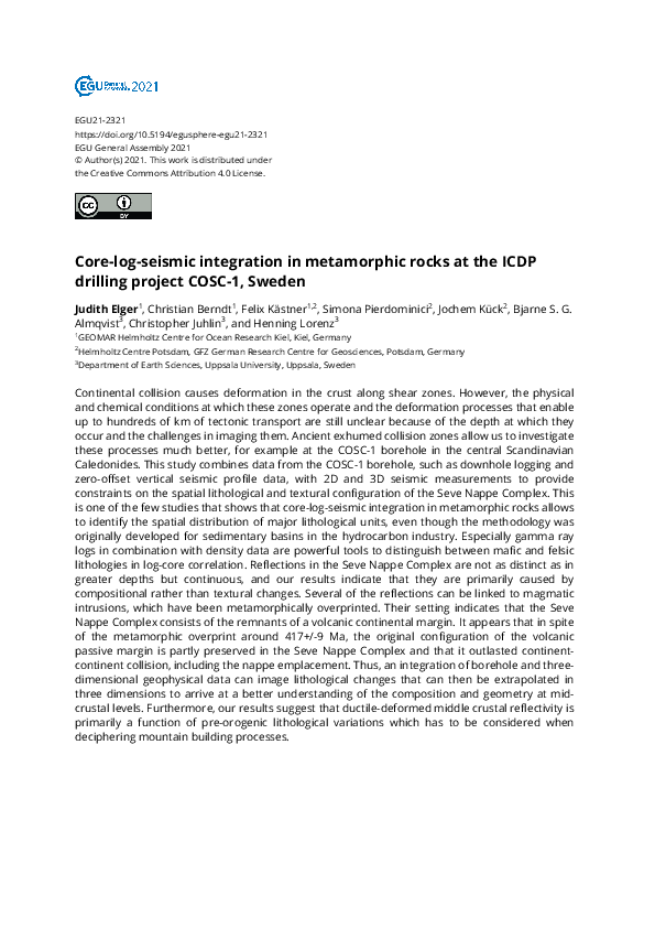 (PDF) Core-log-seismic integration in metamorphic rocks at the ICDP ...