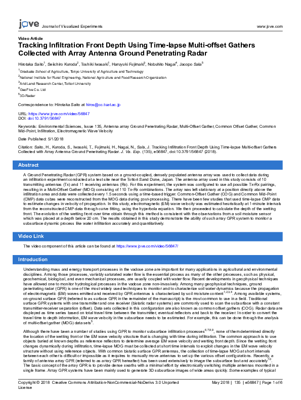 (PDF) Tracking Infiltration Front Depth Using Time-lapse Multi-offset ...