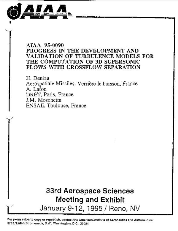 Pdf Progress In The Developement And Validation Of Turbulence Models For The Computation Of 3d