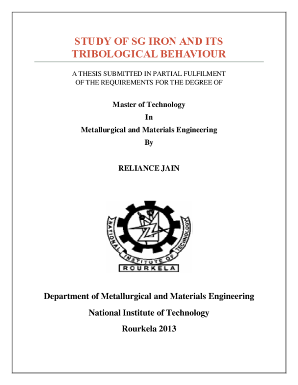 (PDF) Study of SG iron and its tribological behaviour