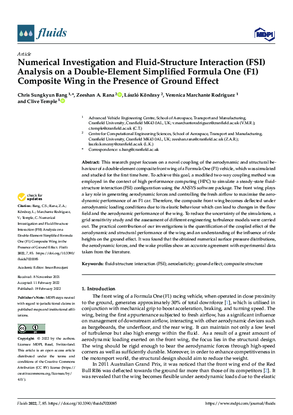 (PDF) Numerical Investigation and Fluid-Structure Interaction (FSI) Analysis on a Double-Element ...