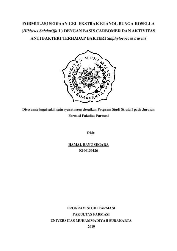 (PDF) Formulasi Sediaan Gel Ekstrak Etanol Bunga Rosella (Hibiscus ...