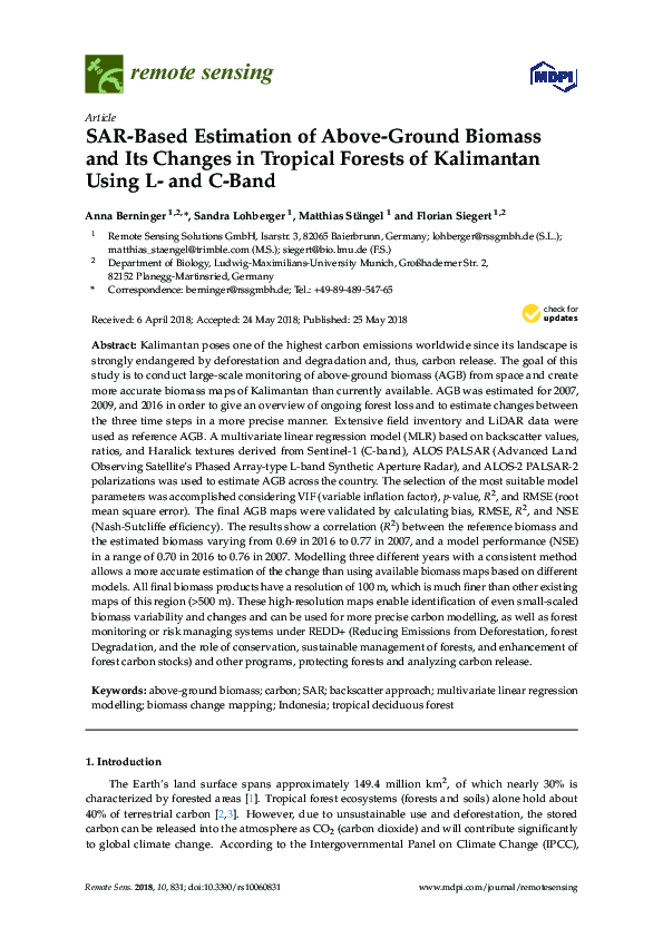 (PDF) SAR-Based Estimation of Above-Ground Biomass and Its Changes in ...