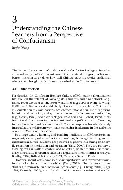 (PDF) Understanding the Chinese Learners from a Perspective of Confucianism