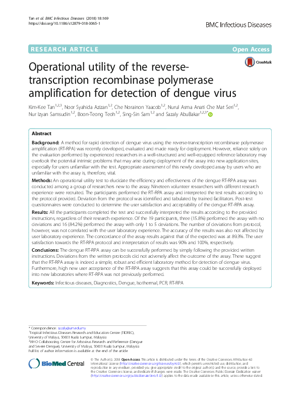 (PDF) Operational utility of the reverse-transcription recombinase polymerase amplification for ...