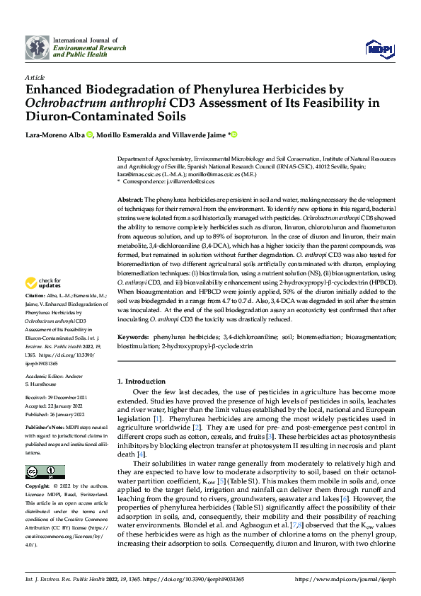 (PDF) Enhanced Biodegradation of Phenylurea Herbicides by Ochrobactrum anthrophi CD3 Assessment ...