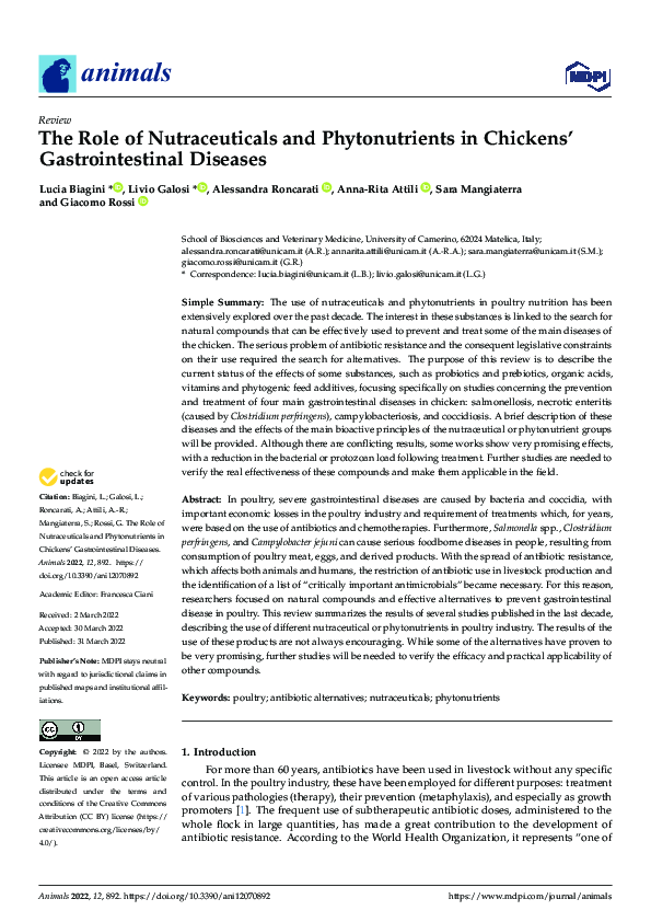 (PDF) The Role of Nutraceuticals and Phytonutrients in Chickens ...