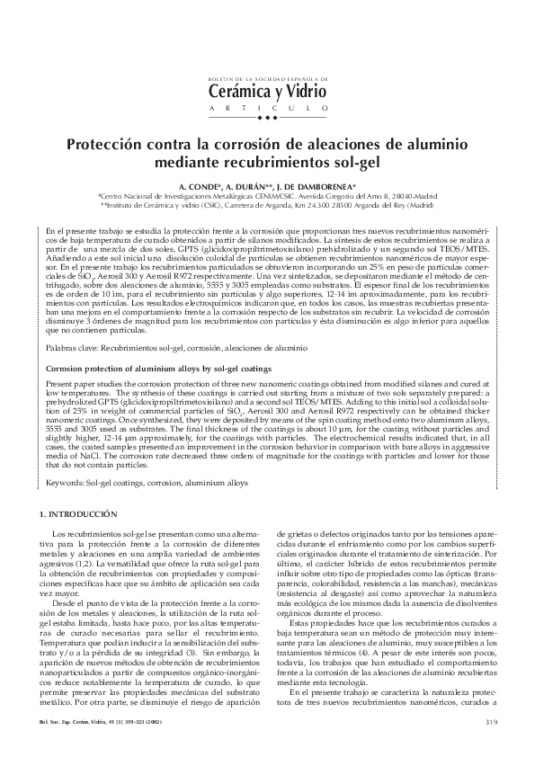 (PDF) Corrosion protection of aluminium alloys by sol-gel coatings
