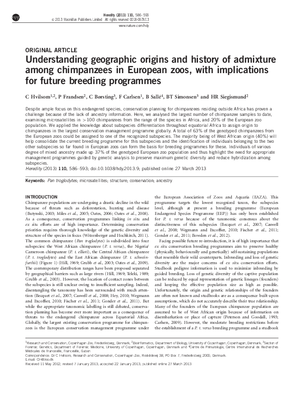 (PDF) Understanding geographic origins and history of admixture among ...