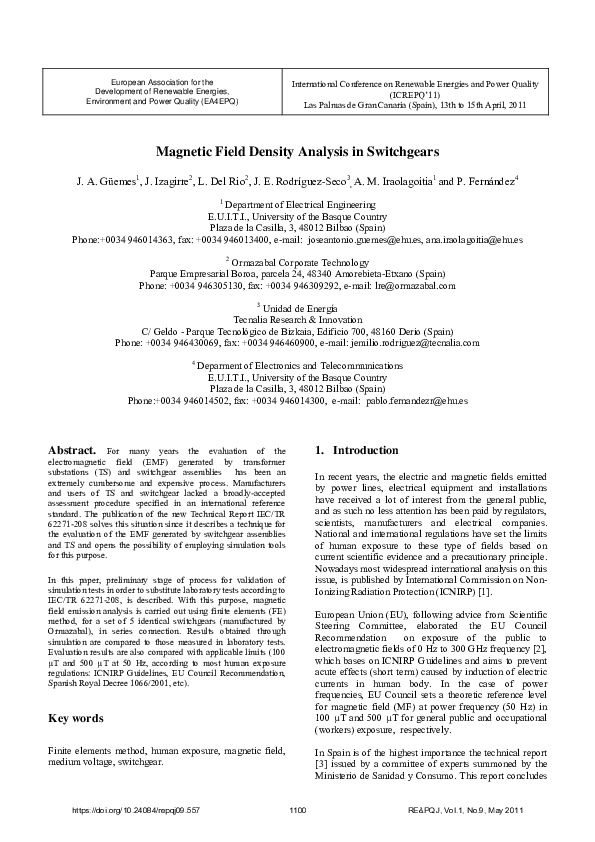 (PDF) Magnetic field density analysis in switchgears