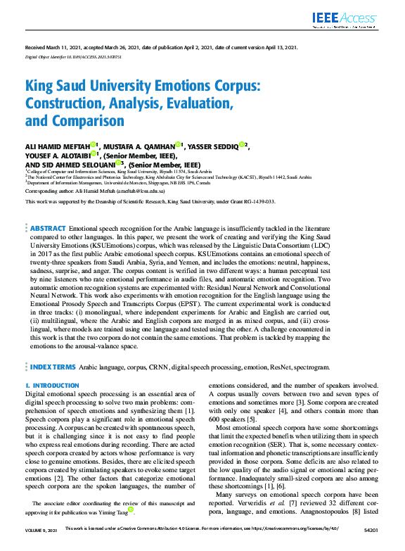 (PDF) King Saud University Emotions Corpus: Construction, Analysis, Evaluation, and Comparison