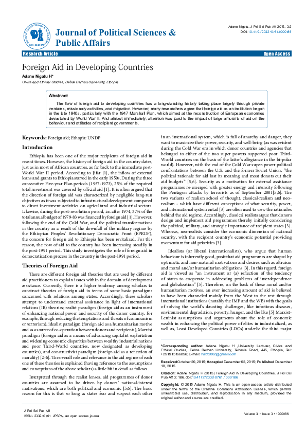 (PDF) Foreign Aid in Developing Countries