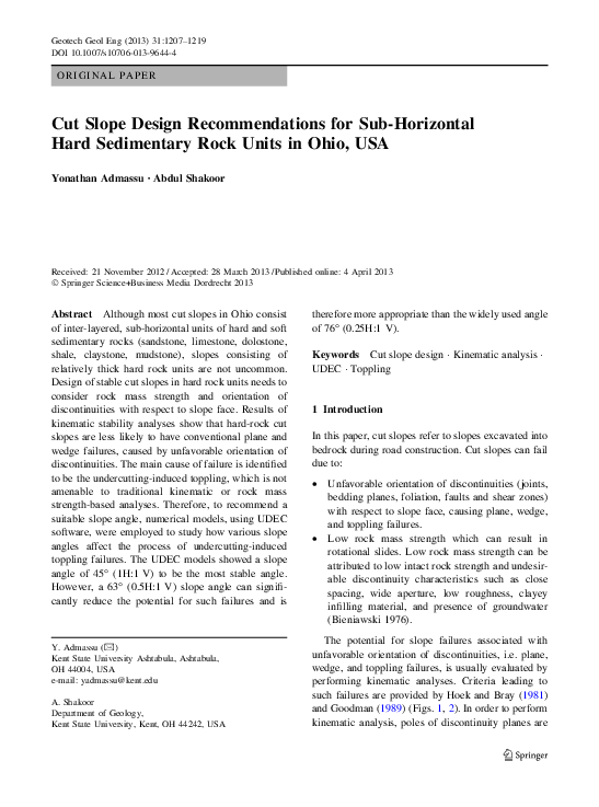 (PDF) Cut Slope Design Recommendations for Sub-Horizontal Hard ...