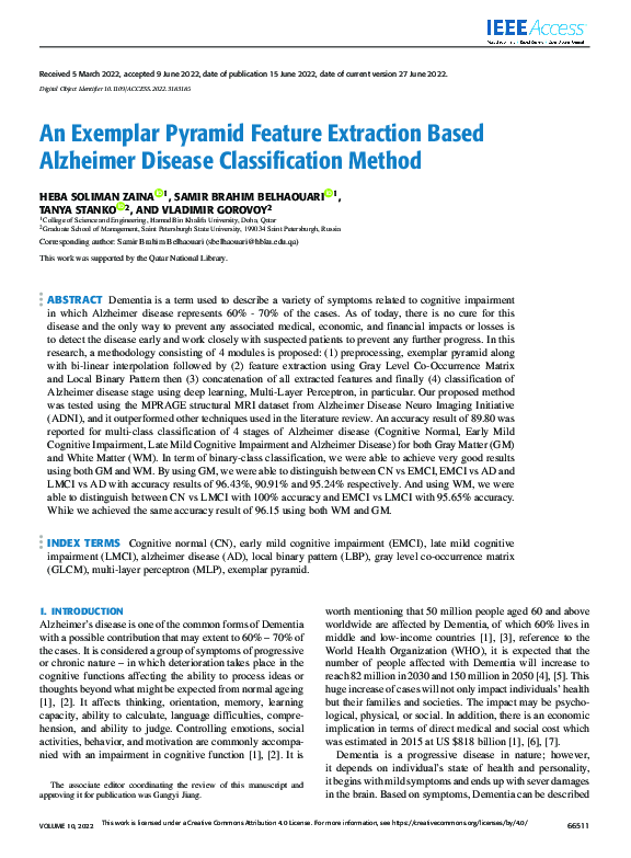 (PDF) An Exemplar Pyramid Feature Extraction Based Alzheimer Disease Classification Method