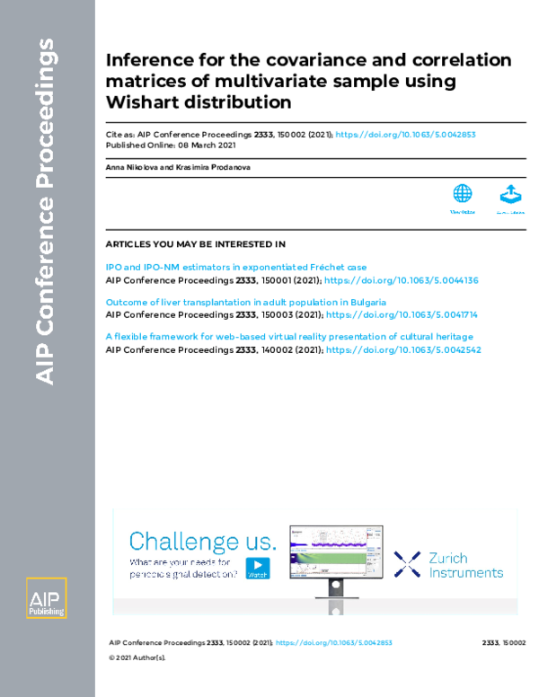 Pdf Inference For The Covariance And Correlation Matrices Of Multivariate Sample Using Wishart