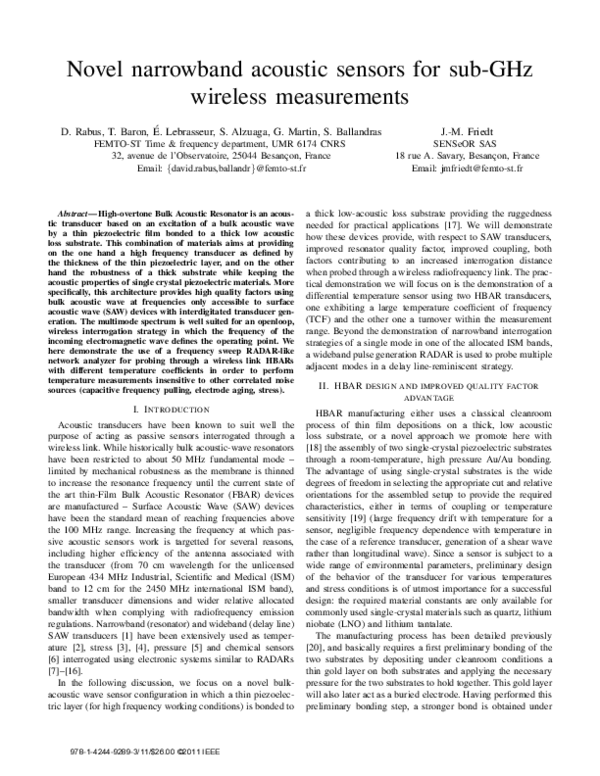 (PDF) Fabrication of High Frequency Bulk Acoustic Wave Resonator Using Thinned Single-Crystal ...