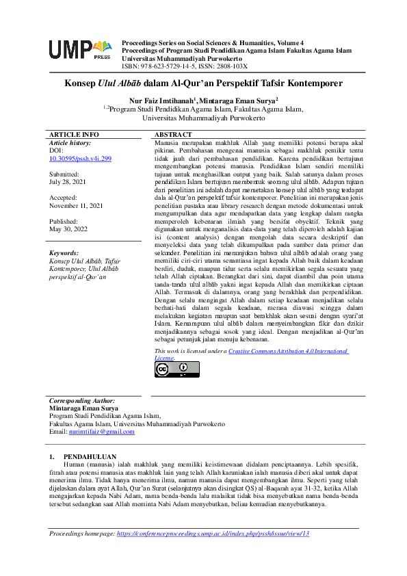 (PDF) Konsep Ulul Albab dalam Al-Qur’an Perspektif Tafsir Kontemporer