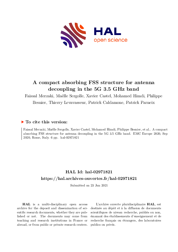 (PDF) A Compact Absorbing FSS Structure for Antenna Decoupling in the ...
