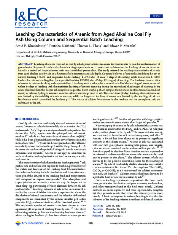 (PDF) Leaching Characteristics of Arsenic from Aged Alkaline Coal Fly ...