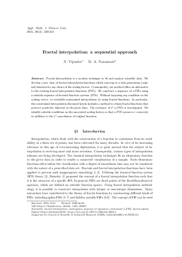 (PDF) Fractal interpolation: a sequential approach