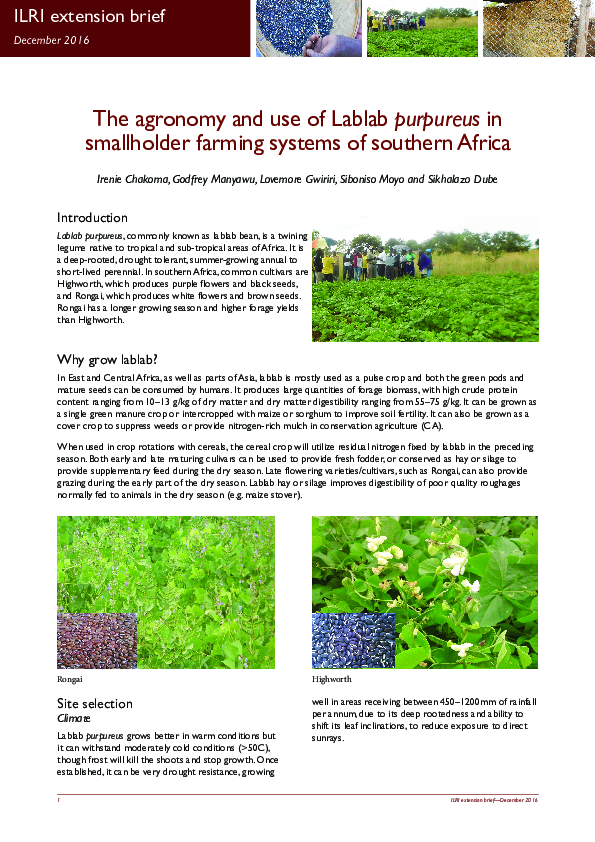 (PDF) A Guide to the Agronomy and Use of Lablab Purpureus in ...