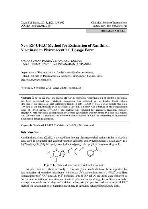 (PDF) New RP-UFLC Method for Estimation of Xanthinol Nicotinate in ...
