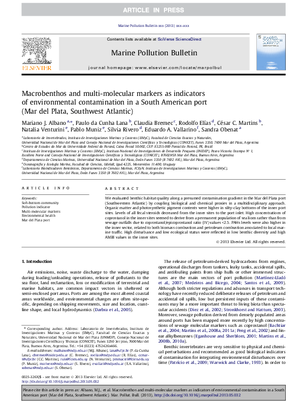 (PDF) Macrobenthos and multi-molecular markers as indicators of ...