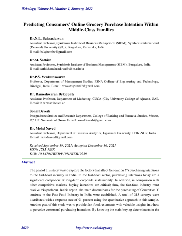 (PDF) Predicting Consumers' Online Grocery Purchase Intention Within ...