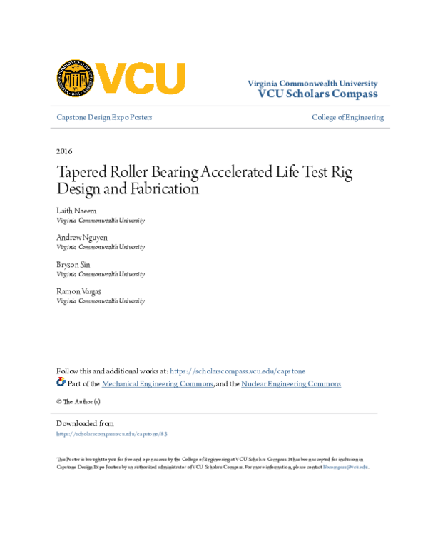 (PDF) Tapered Roller Bearing Accelerated Life Test Rig Design and ...