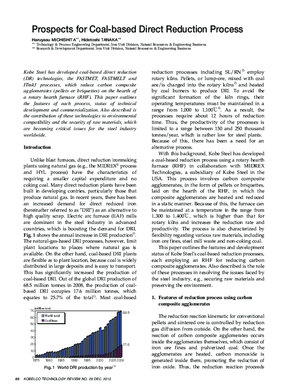 (PDF) Prospects for Coal‑based Direct Reduction Process