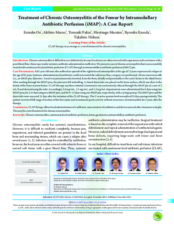 (PDF) Treatment of Chronic Osteomyelitis of the Femur by Intramedullary ...