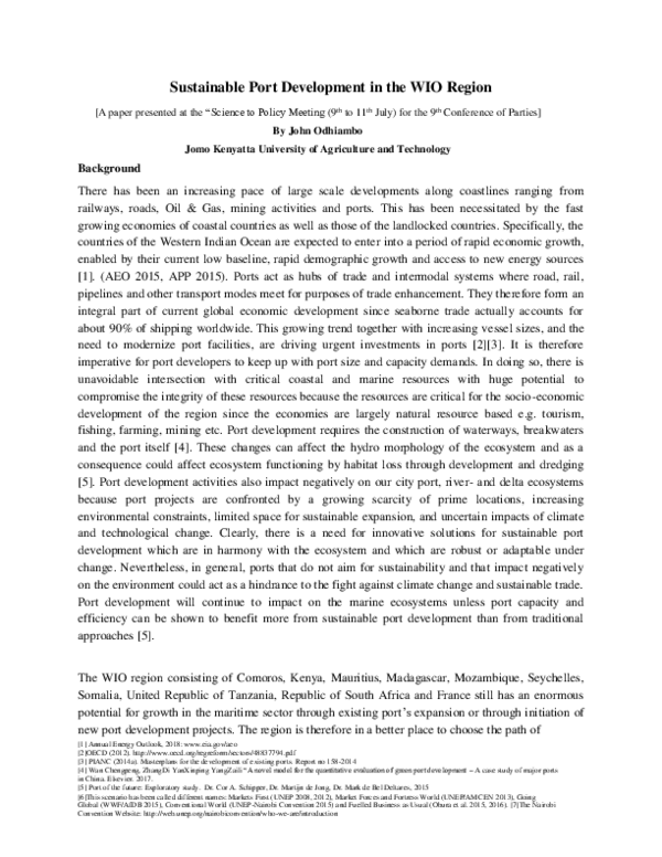 (PDF) Sustainable Port Development in the WIO Region