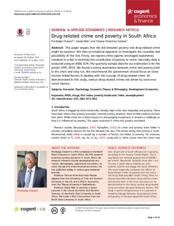 (PDF) Drug-related crime and poverty in South Africa