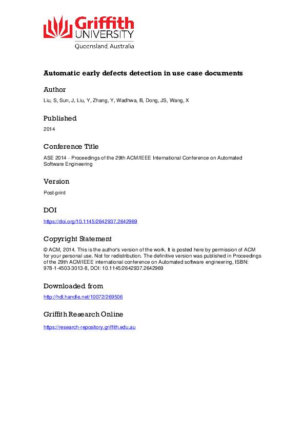 Pdf Automatic Early Defects Detection In Use Case Documents