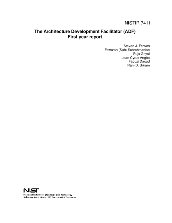 (PDF) The architecture development facilitator (ADF) first year report