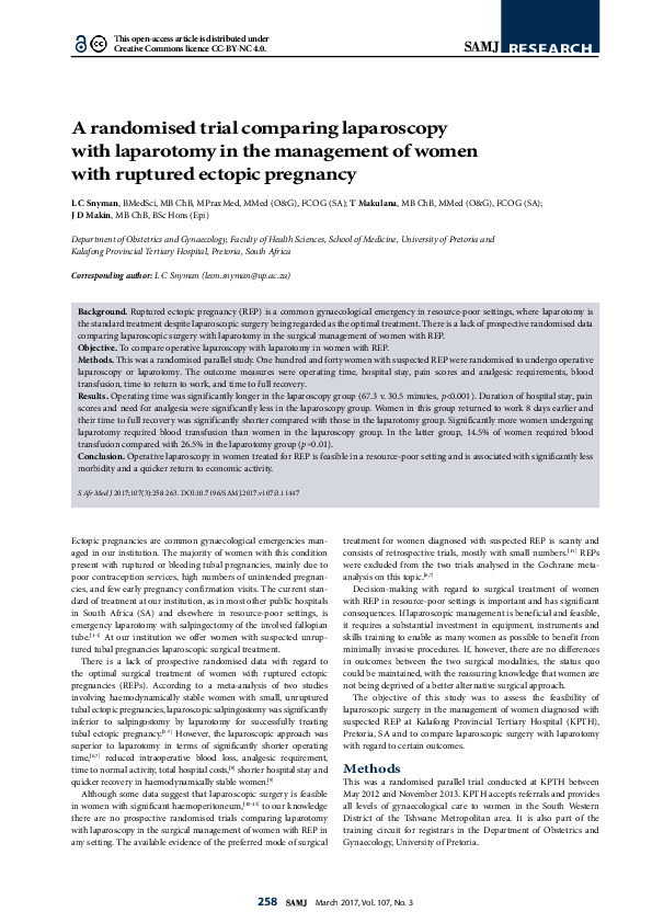 (PDF) A randomised trial comparing laparoscopy with laparotomy in the ...