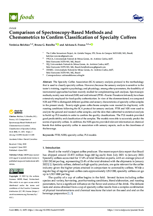 (PDF) Comparison of Spectroscopy-Based Methods and Chemometrics to Confirm Classification of ...