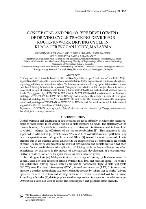 (PDF) Conceptual and Prototype Development of Driving Cycle Tracking ...