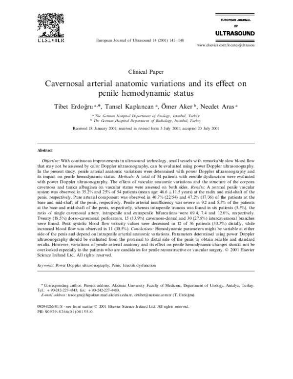 (PDF) Cavernosal Arterial Anatomic Variations and Its Effect on Penile ...