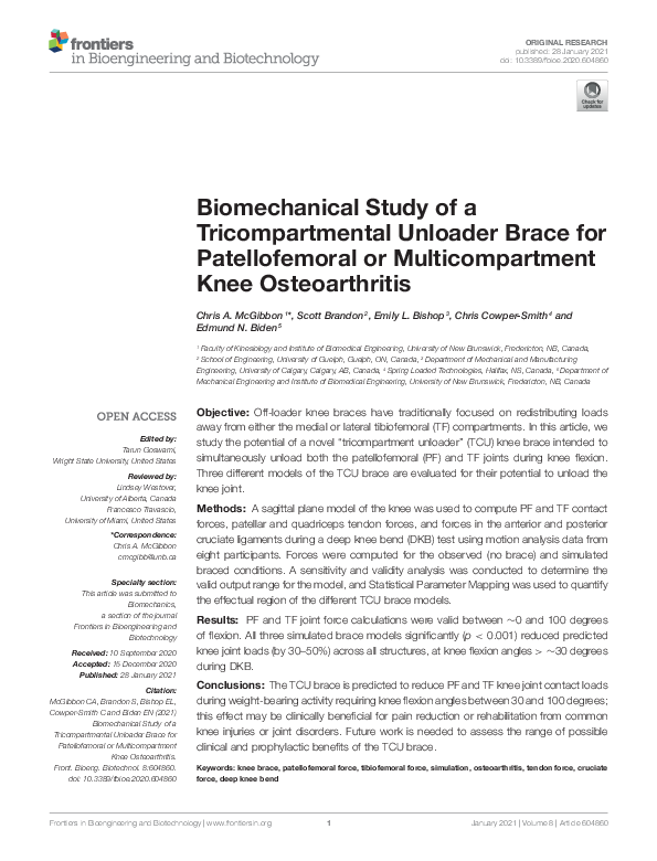 (PDF) Biomechanical Study of a Tricompartmental Unloader Brace for ...
