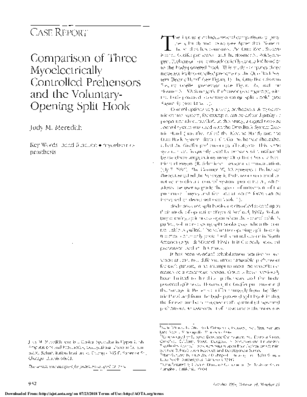 (PDF) Comparison of Three Myoelectrically Controlled Prehensors and the ...