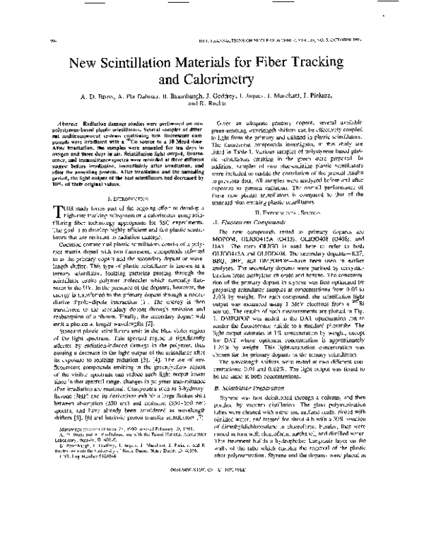 (PDF) New scintillation materials for fiber tracking and calorimetry