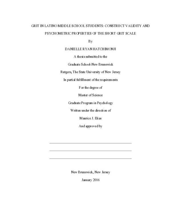 (PDF) Grit Measurement in Latino Middle Schoolers