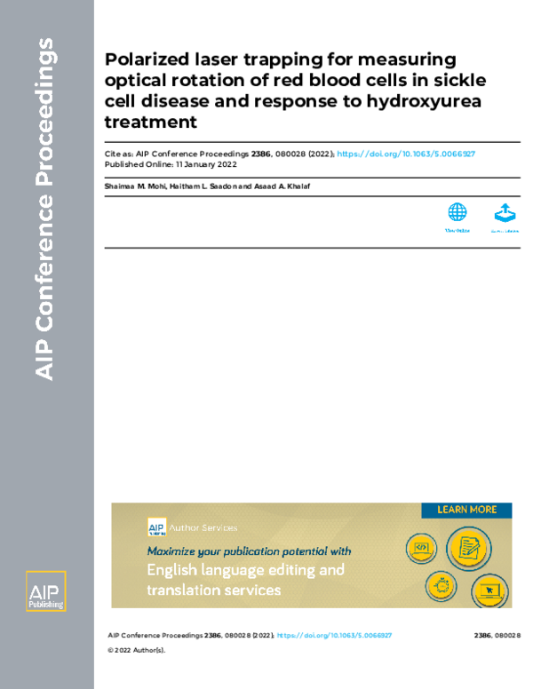 (PDF) Polarized laser trapping for measuring optical rotation of red ...