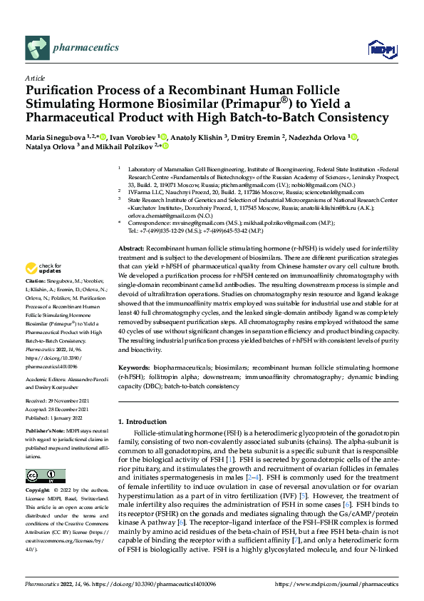 (PDF) Purification Process of a Recombinant Human Follicle Stimulating ...