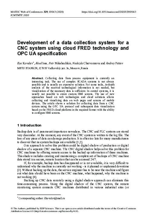 (PDF) Development of a data collection system for a CNC system using ...