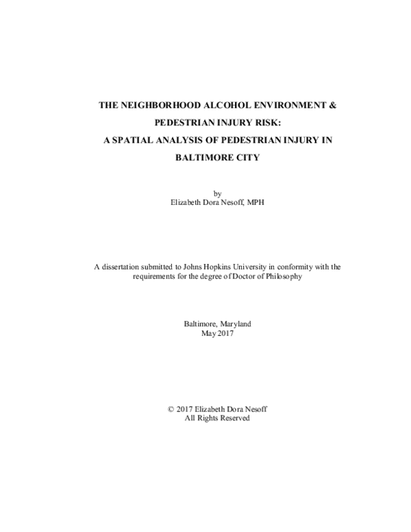 (PDF) The Neighborhood Alcohol Environment & Pedestrian Injury Risk: A ...