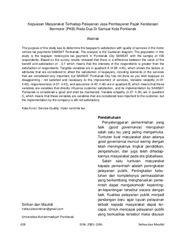 (PDF) Kualitas Pelayanan Pada Klinik PKU Muhammadiyah Kitamura Pontianak | Devi Yasmin ...